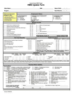 Fillable Online cchealth Contra Costa Standard Hmis Update form 9-19 ...