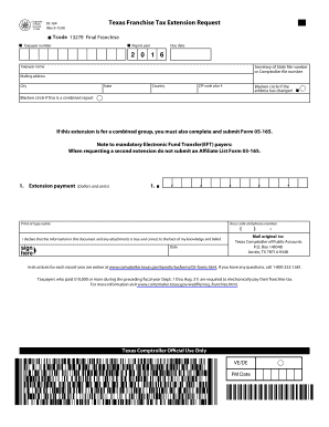 Fillable Online Texas Franchise Tax Final Report Extension Request Fax ...