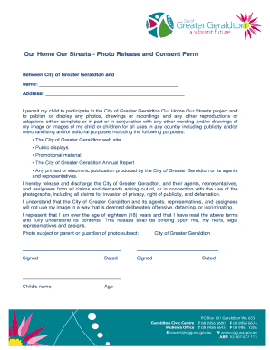 Fillable Online Our Home Our Streets - Photo Release and Consent Form ...