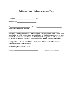 Fillable Online California Notary Acknowledgement Form - Design Escrow ...