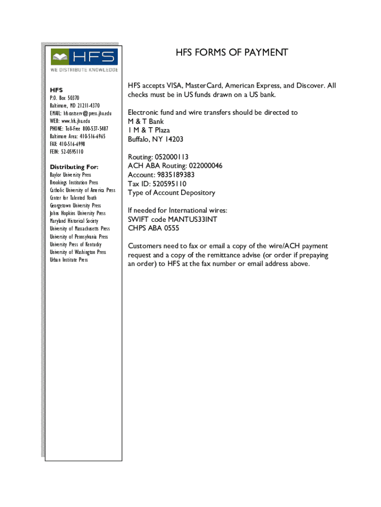 Fillable Online HFS Forms of Payment.docx Fax Email Print - pdfFiller