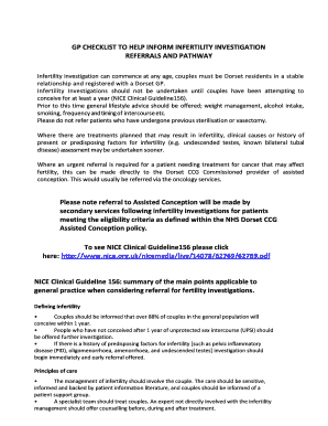 Fillable Online GP CHECKLIST TO HELP INFORM INFERTILITY INVESTIGATION ...