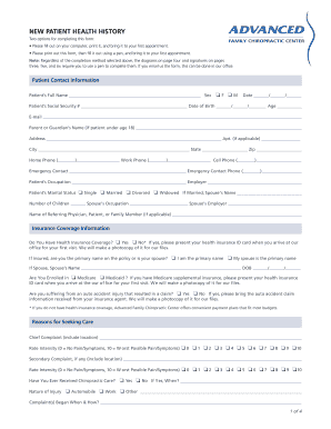 Fillable Online Advanced Family bCC Formb - Advanced Family Chiropractic Center Fax Email Print ...