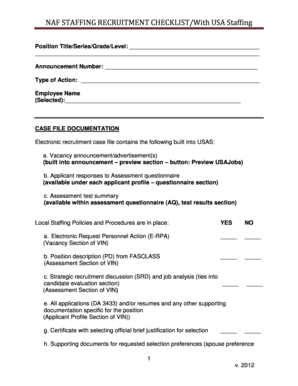 Fillable Online NAF STAFFING RECRUITMENT CHECKLISTWith USA Staffing Fax ...