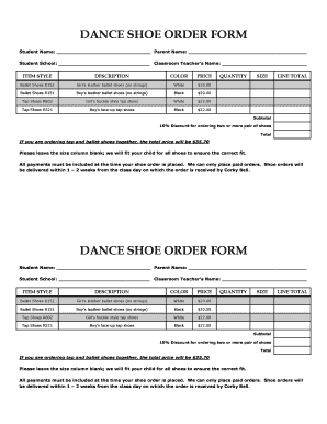 Fillable Online Bdanceb shoe order bformb Fax Email Print - pdfFiller