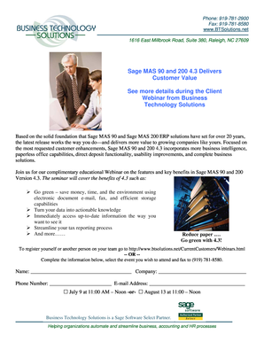 Fillable Online btsolutions Sage MAS 90 and 200 43 Delivers Customer Value See more ...