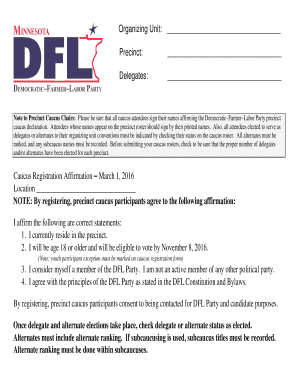 Fillable Online dfl Organizing Unit Precinct Delegates - dfl Fax Email ...