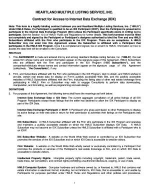 Fillable Online HEARTLAND MULTIPLE LISTING SERVICE INC Contract for Fax ...