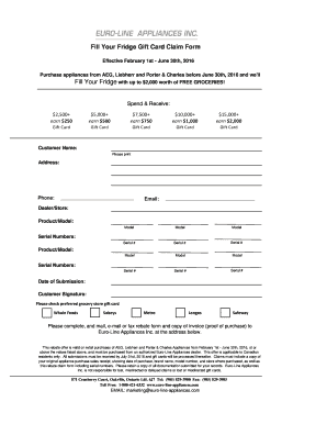 Fillable Online Fill Your Fridge Claim Form 003 - trailappliancescom ...