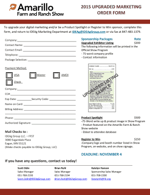 Fillable Online 2015 UPGRADED MARKETING ORDER FORM Fax Email Print ...