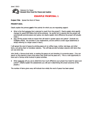 Fillable Online veteransforpeace EXAMPLE PROPOSAL 1 ...