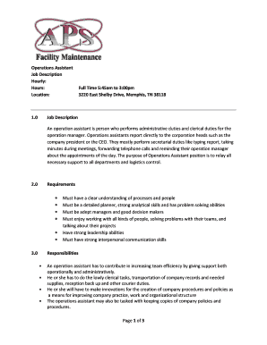 Fillable Online Operations Assistant Description Fax Email Print ...