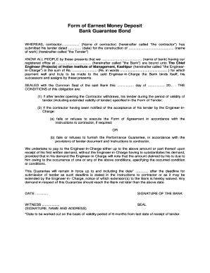 Fillable Online Form of Earnest Money Deposit Bank Guarantee Bond Fax ...