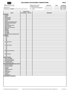 Fillable Online BUILDING OCCUPANCY INSPECTION M12 - formsmarathonpmcom ...