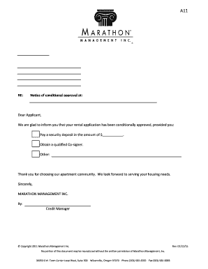 Fillable Online RE Notice of conditional approval at ...