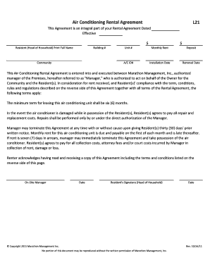 Fillable Online Air Conditioning Rental Agreement L21 Fax Email Print ...