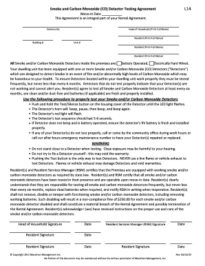 Fillable Online Smoke and Carbon Monoxide CO Detector Testing Agreement ...