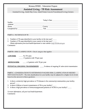 Fillable Online dphhs mt TB Risk Assessment Worksheet Assisted Living ...