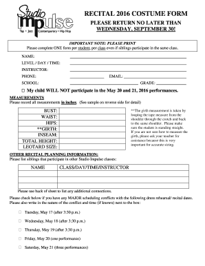 Fillable Online COSTUME FORM Fax Email Print - pdfFiller