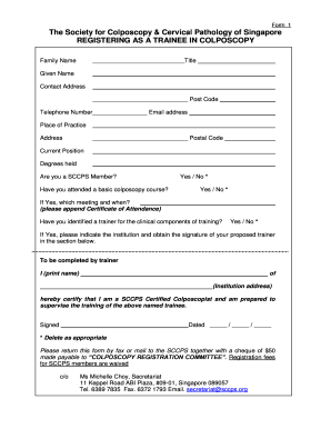 Fillable Online sccps Form 1 The Society for Colposcopy Cervical ...