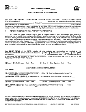 Fillable Online FIRPTA ADDENDUM NO TO REAL ESTATE PURCHASE CONTRACT Fax ...