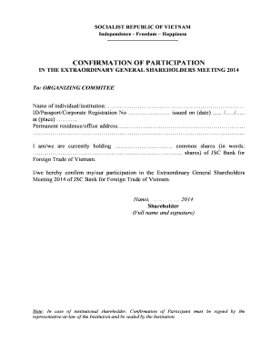 Fillable Online Form-Confirmation of participant Egm 2014pdf Fax Email ...