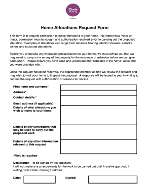 Fillable Online Home Alterations Request Form - Circle Housing Fax ...