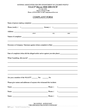 Fillable Online naacpmacon COMPLAINT FORM - NAACP Macon - naacpmacon ...
