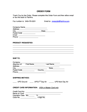 Fillable Online ORDER FORM - flairlinecom Fax Email Print - pdfFiller