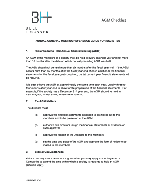 Fillable Online An AGM of the members of a society must be held in ...