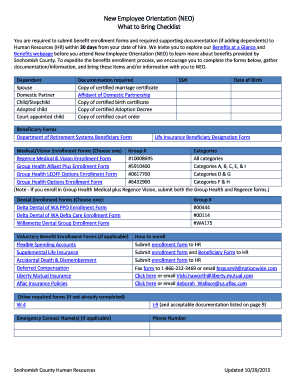 Fillable Online The What to Bring Checklist provides you with a list of ...