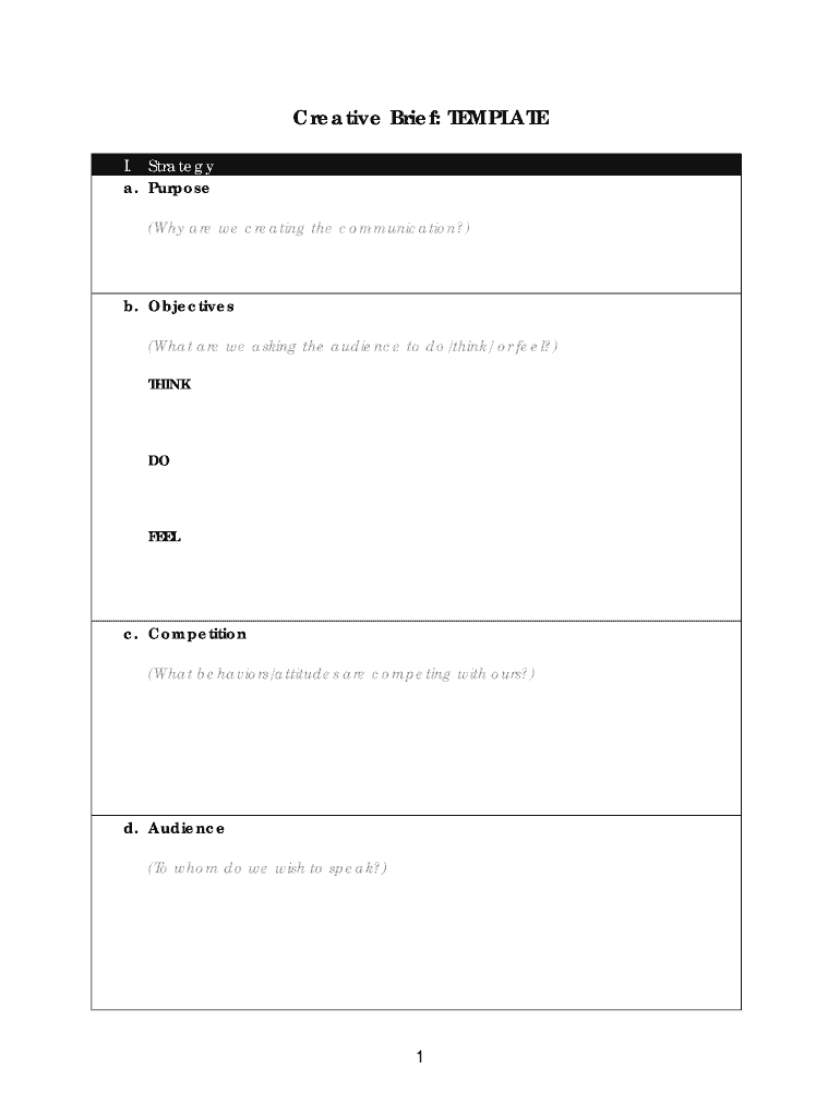 Fillable Online Creative Brief: TEMPLATE Fax Email Print - pdfFiller