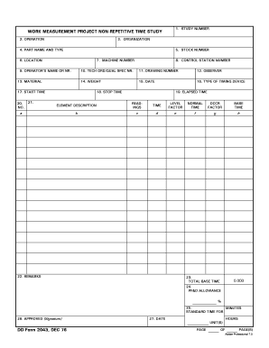 Fillable Online js pentagon DD Form 2043 Work Measurement Project Non ...