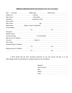 Fillable Online Additional bApplicationb Form for Non-Immigrant Visa O ...