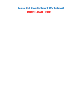 Fillable Online Sample Civil Court Settlement Offer Letter ...