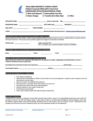 Fillable Online Citibank Corporate Billed (CBT) Travel Card Fax Email ...