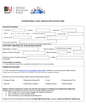 Fillable Online INTERNATIONAL STUDY ABROAD APPLICATION FORM Fax Email ...