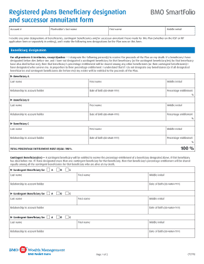 Fillable Online Registered plans Beneciary designation and successor ...