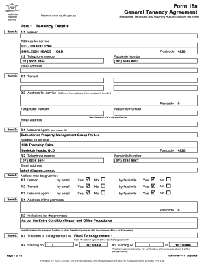 Fillable Online Form 18a General Tenancy Agreement - Amazon S3 Fax ...