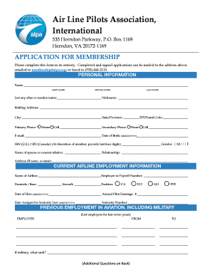 Fillable Online alpa Air Line Pilots Association, International 535 ...