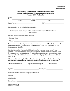 Fillable Online Social Security Administration Authorization for Fax ...