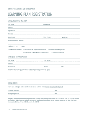 Fillable Online Learning Plan Registration Form Pt1 - Fax Email Print ...