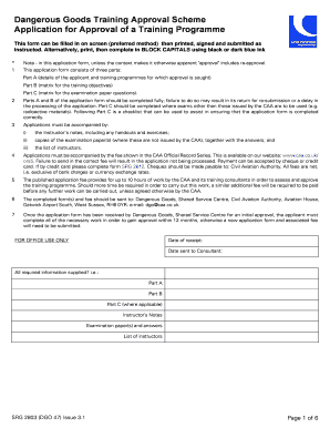 Fillable Online Dangerous Goods Training Approval Scheme Fax Email ...