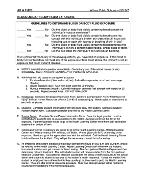 Fillable Online willmar k12 mn BLOOD EXPOSURE INCIDENT REPORT - willmar ...