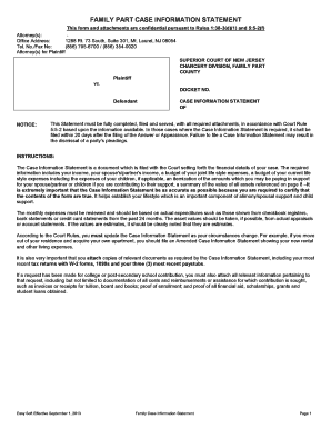Fillable Online FAMILY PART CASE INFORMATION STATEMENT Fax Email Print ...