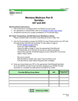 Fillable Online Montana Medicare Part B Noridian 837 and 835 ...