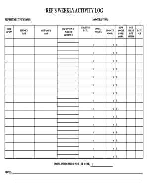 Fillable Online Weekly Activity Log - Stephens-Matthews Fax Email Print ...