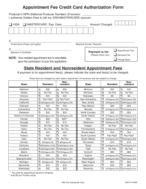 Fillable Online Appointment Fee Credit Card Authorization Form ...