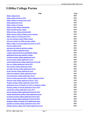 Fillable Online Lilitha College Forms - ppgawcom Fax Email Print ...