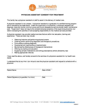 Fillable Online PA Consent for Treatment-29oct2013-pdf Fax Email Print ...